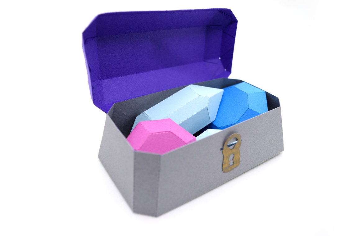 Treasure Chest Gift Box Flat Shapes With Instructions Papercraft ...