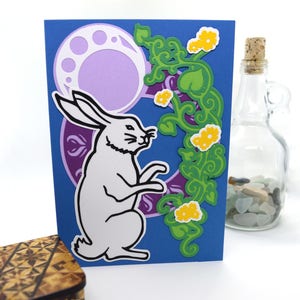 Moonlight Rabbit Card - Etsy