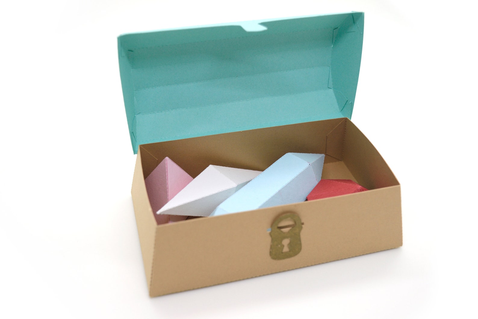 Treasure Chest Gift Box - Flat Shapes With Instructions Papercraft ...