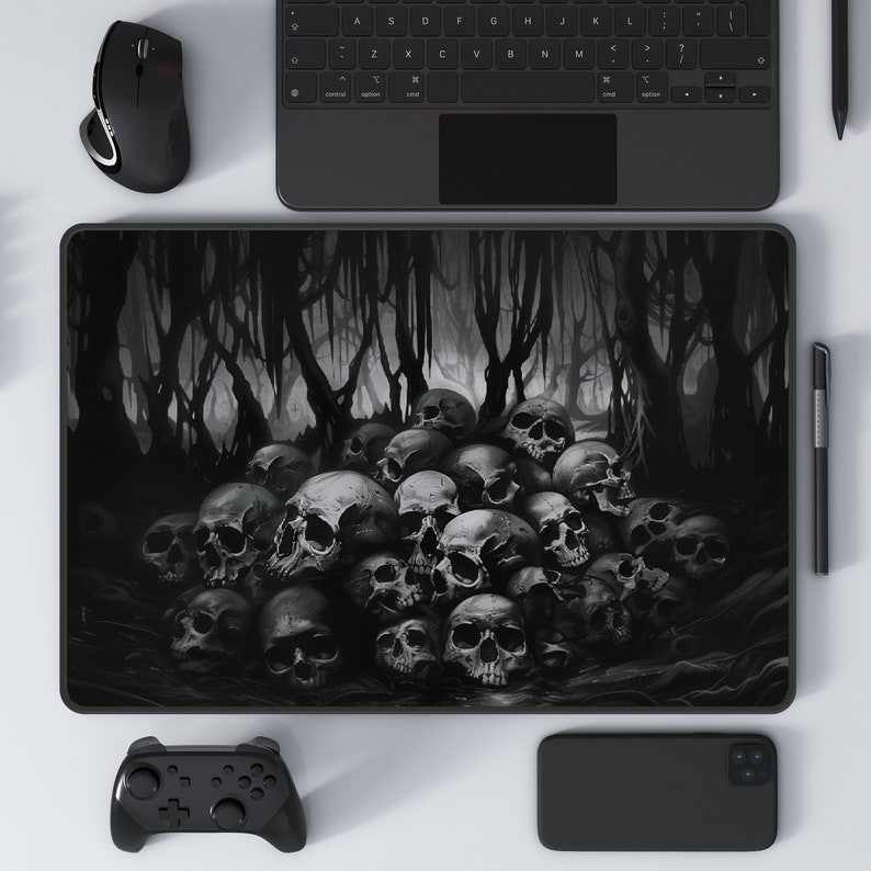 Dark Skull Forest | Black Gothic Design | Deskmat | Mousepad ...