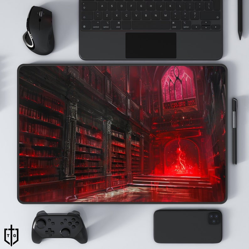 Vampire's Study | Gothic Deskmat | Blood Red Mousepad | Protective ...