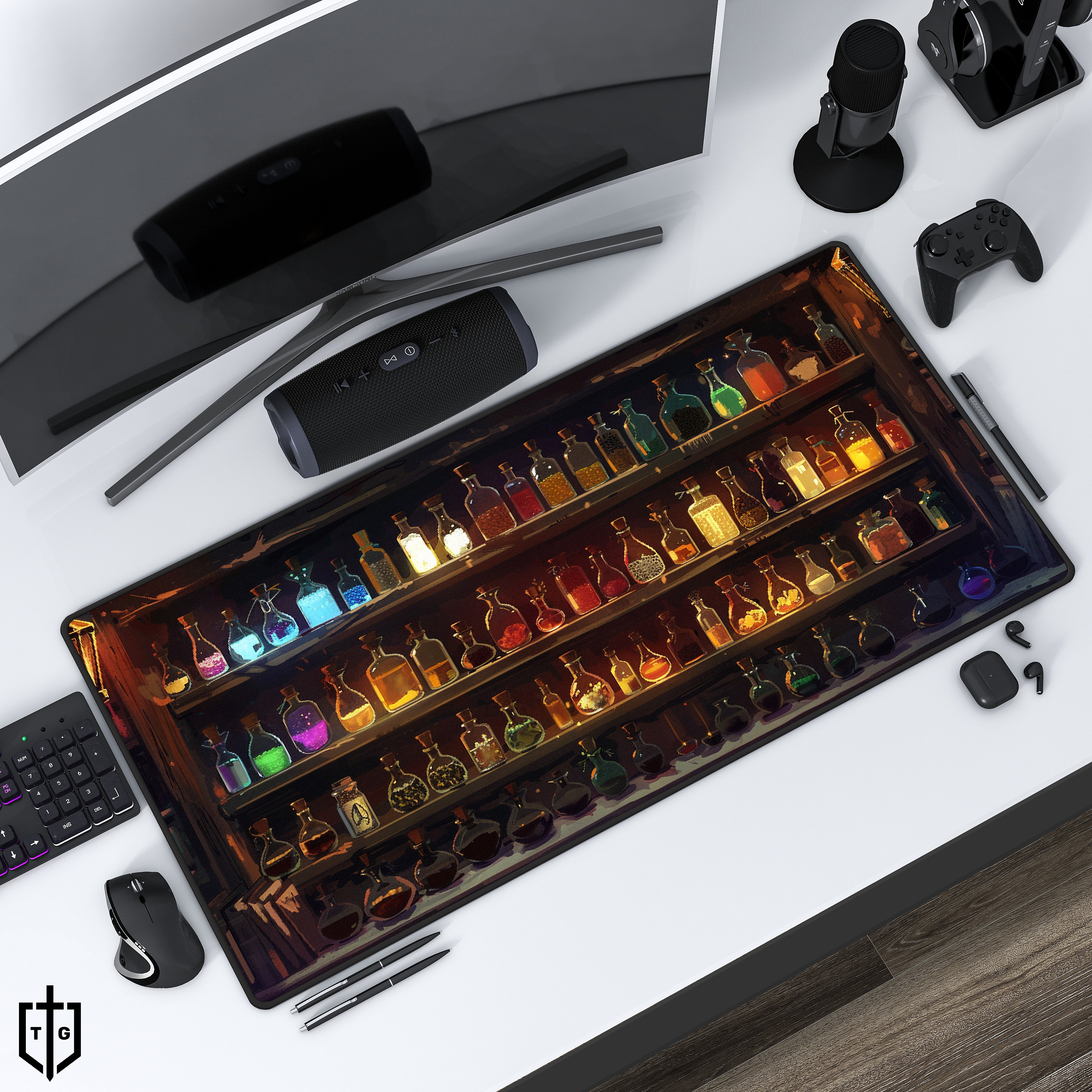 The Potion Shelf Dark Academia Wizard Deskmat Fantasy Mousepad Hogwarts ...