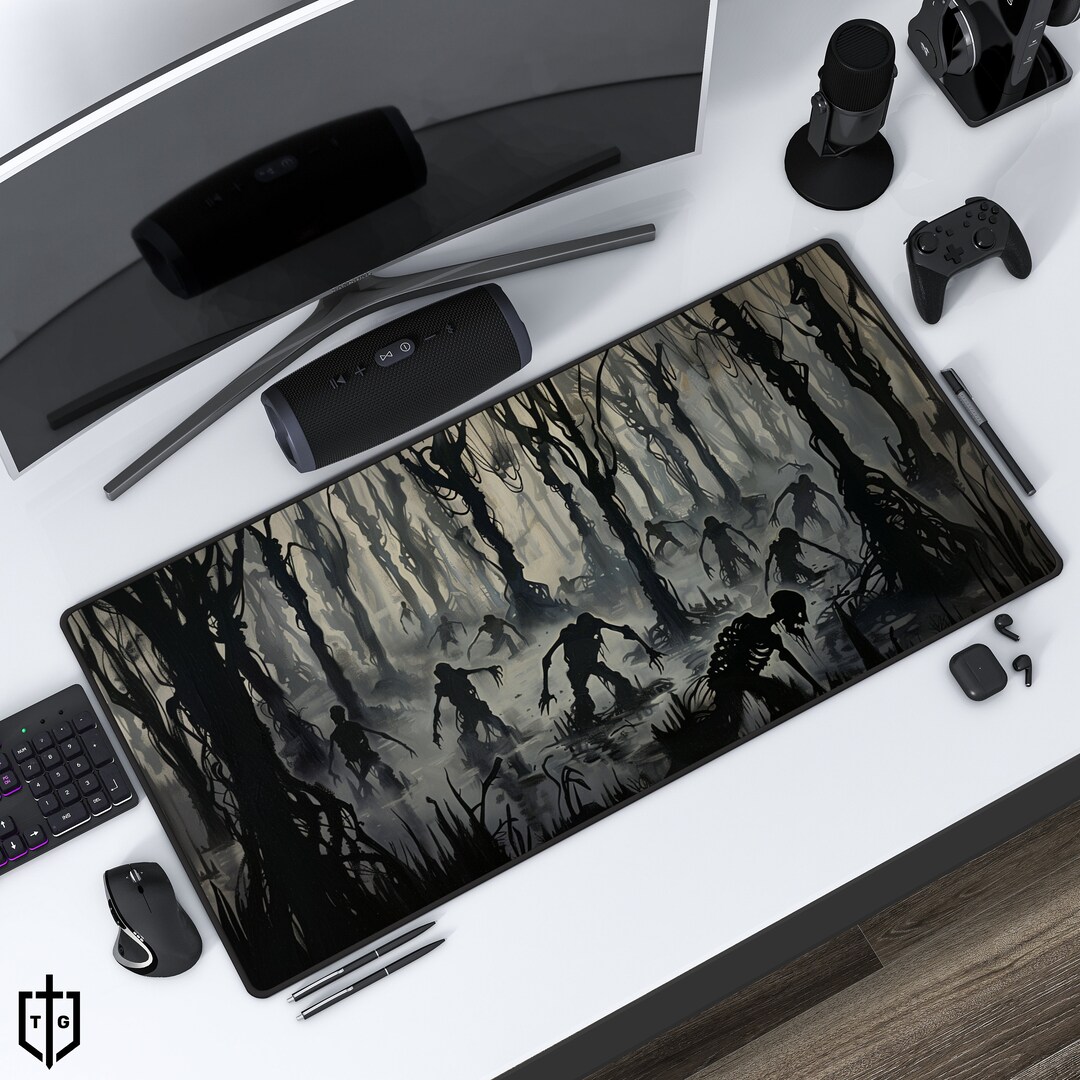 Zombie Swamp | Black Gothic Design | Horror Inked Deskmat | Dark ...