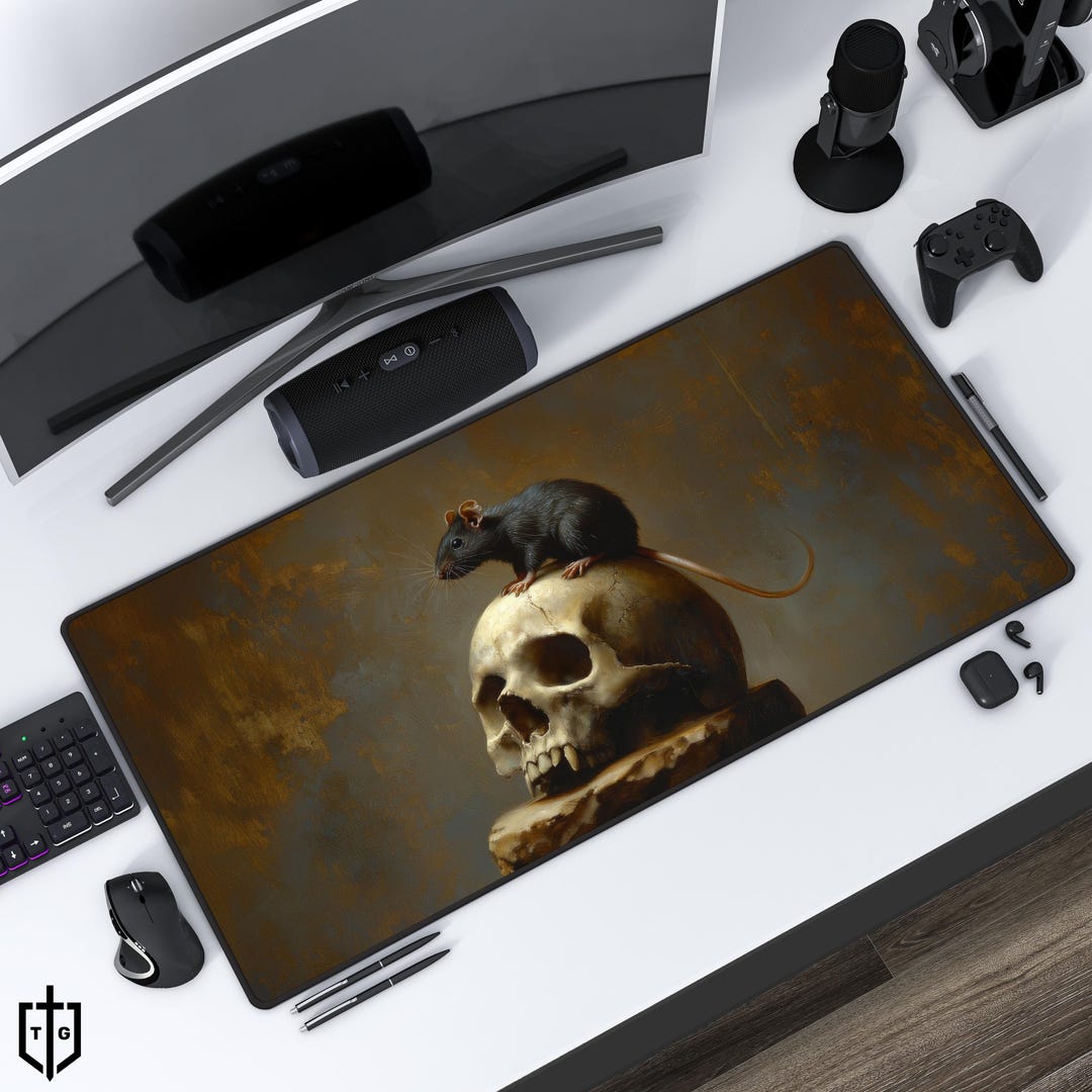Black Plague | Rat Sitting on a Vampire Skull | Dark Mousepad | Gothic ...