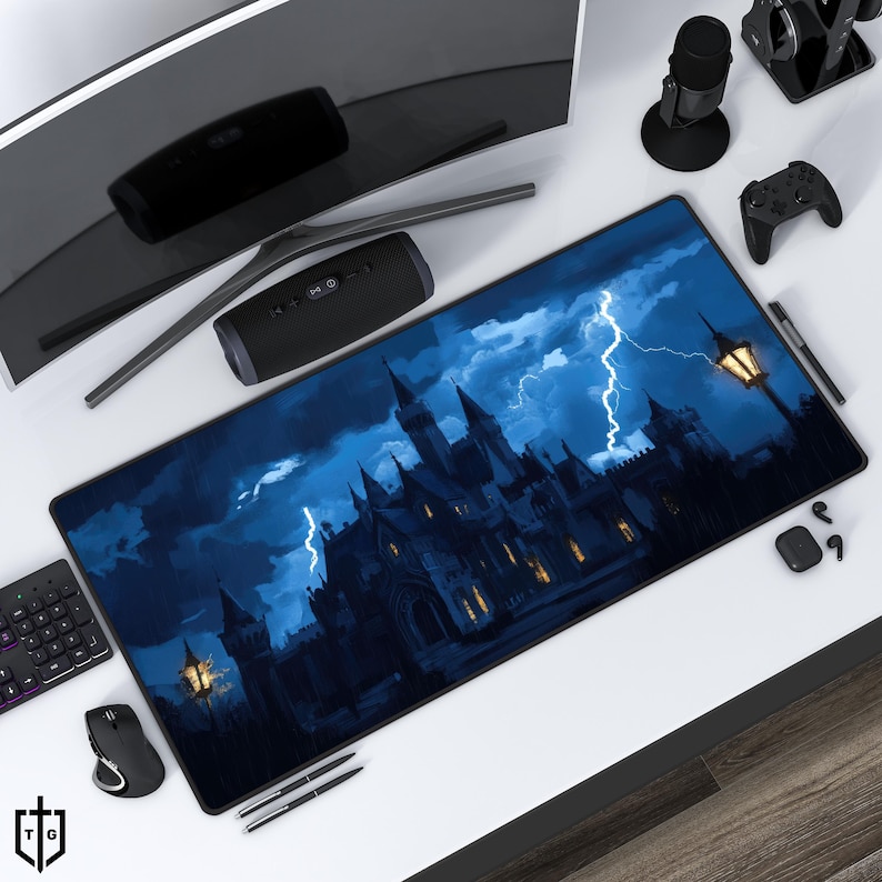 Dark Castle Desk Mat, Gothic Home Office Decor, Witchy Workspace ...