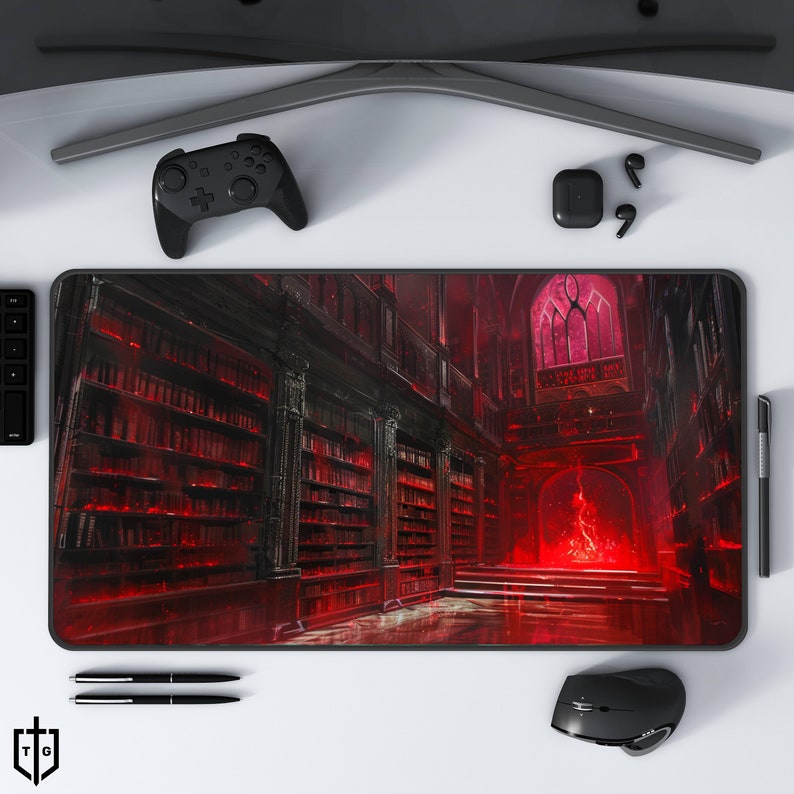 Vampire's Study | Gothic Deskmat | Blood Red Mousepad | Protective ...