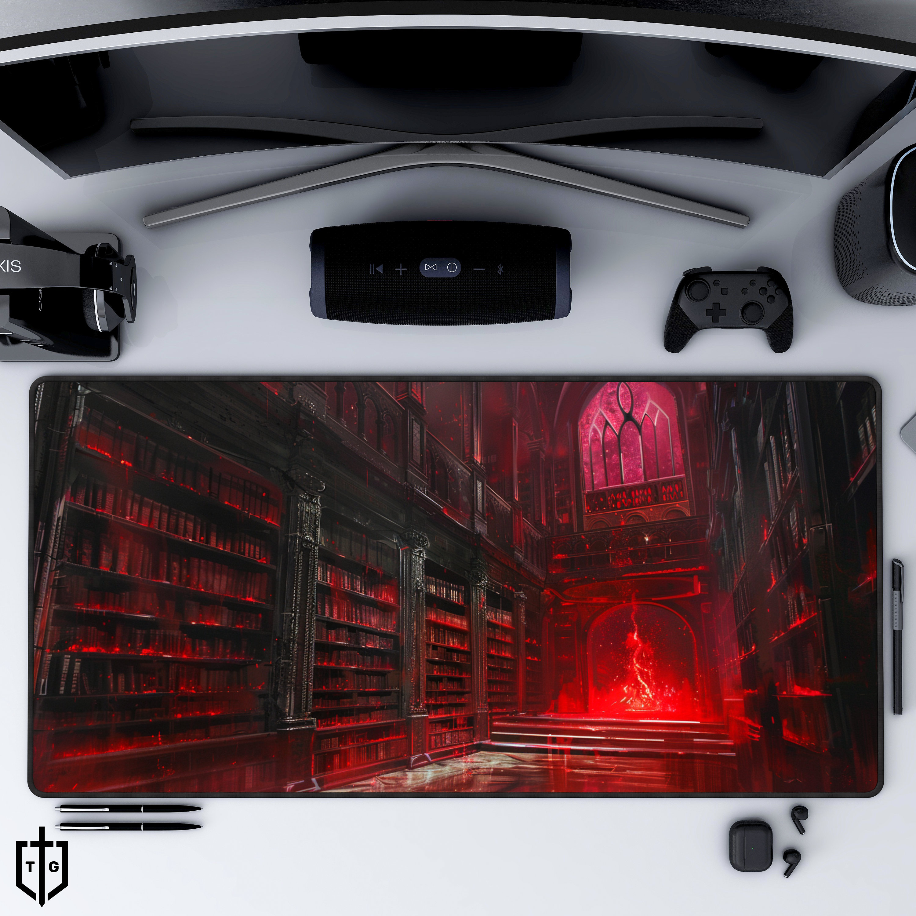 Vampire's Study | Gothic Deskmat | Blood Red Mousepad | Protective ...