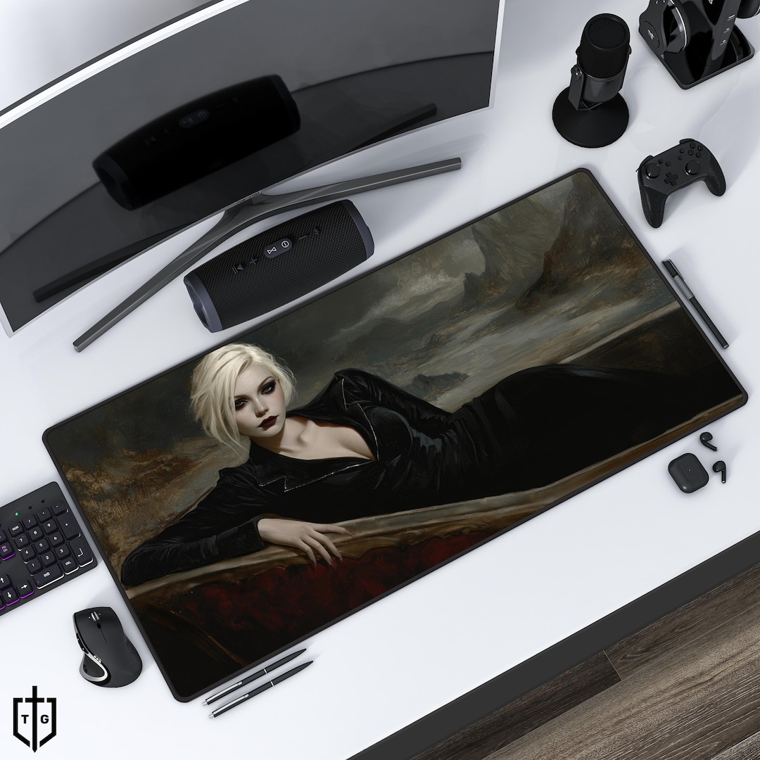 Vampire Goth Girl in a Coffin, Gothic Mouse Pad, Spooky Desk Decor ...