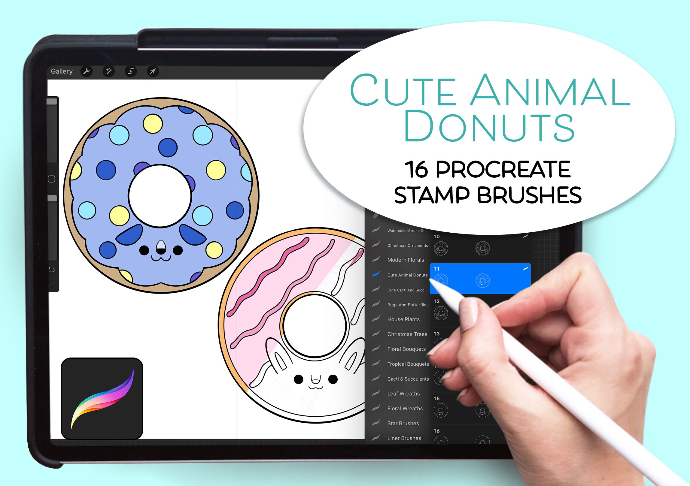 Procreate Digital Stamp Set CUTE DONUTS Kawaii Donuts - Etsy