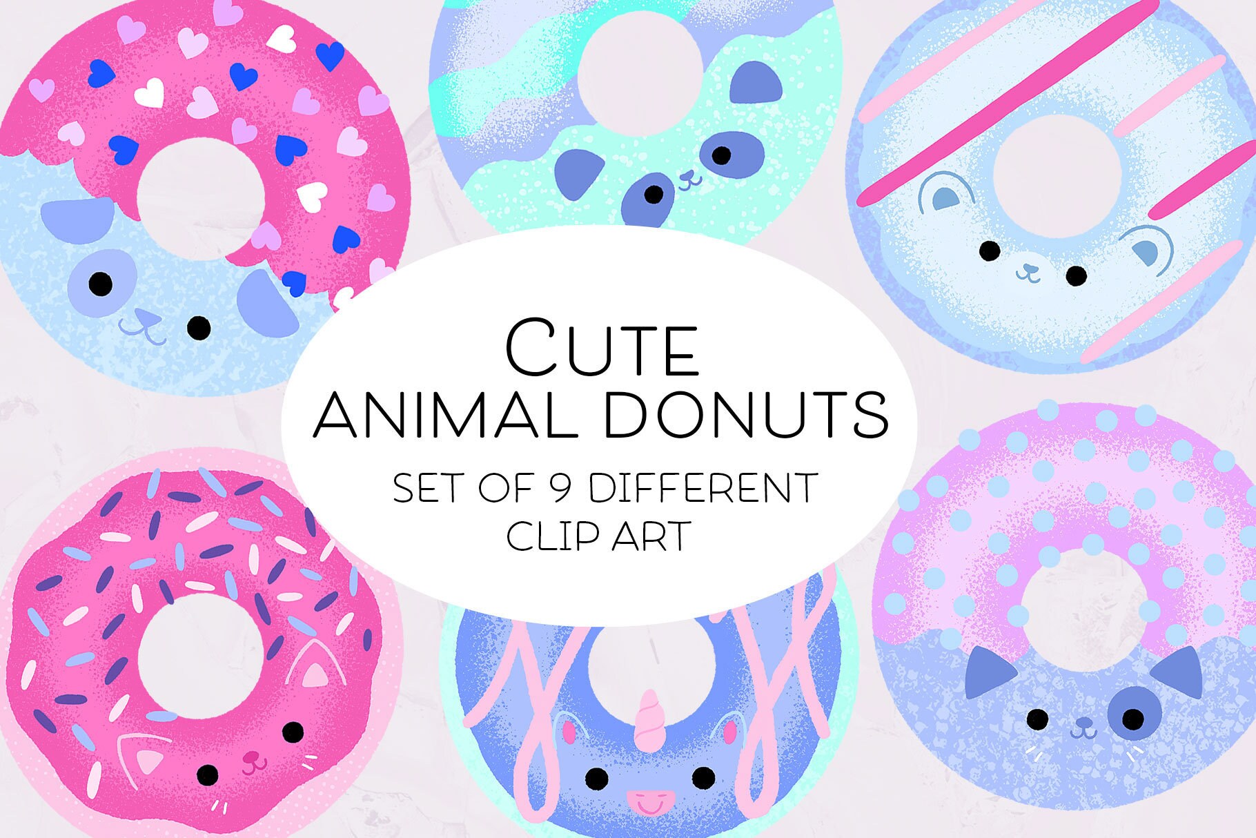 Kawaii animal donut clip art cute clip art set cute donut | Etsy