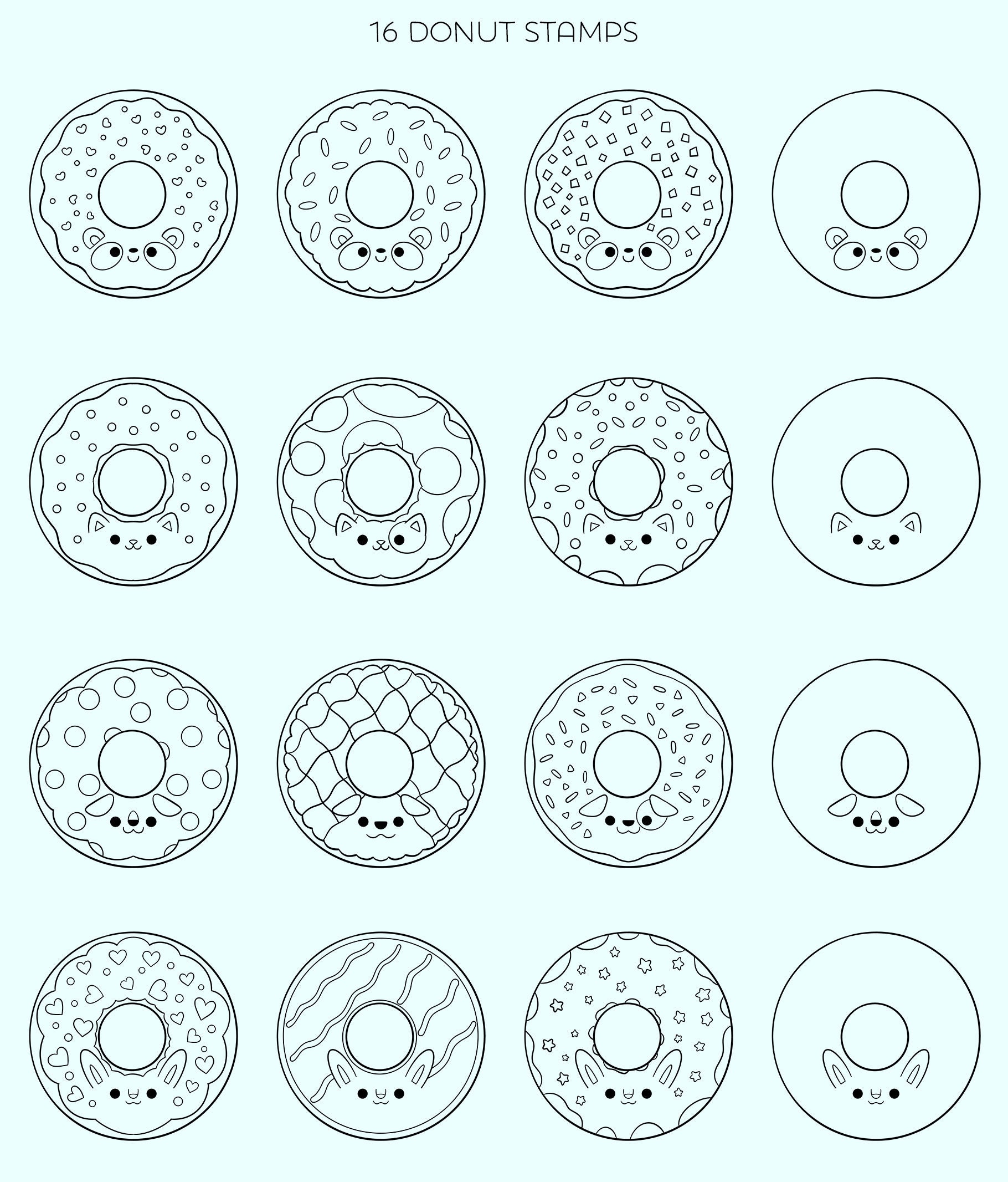 Procreate Digital Stamp Set CUTE DONUTS Kawaii Donuts - Etsy