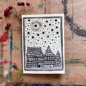 Christmas Card Linoprint - Etsy UK