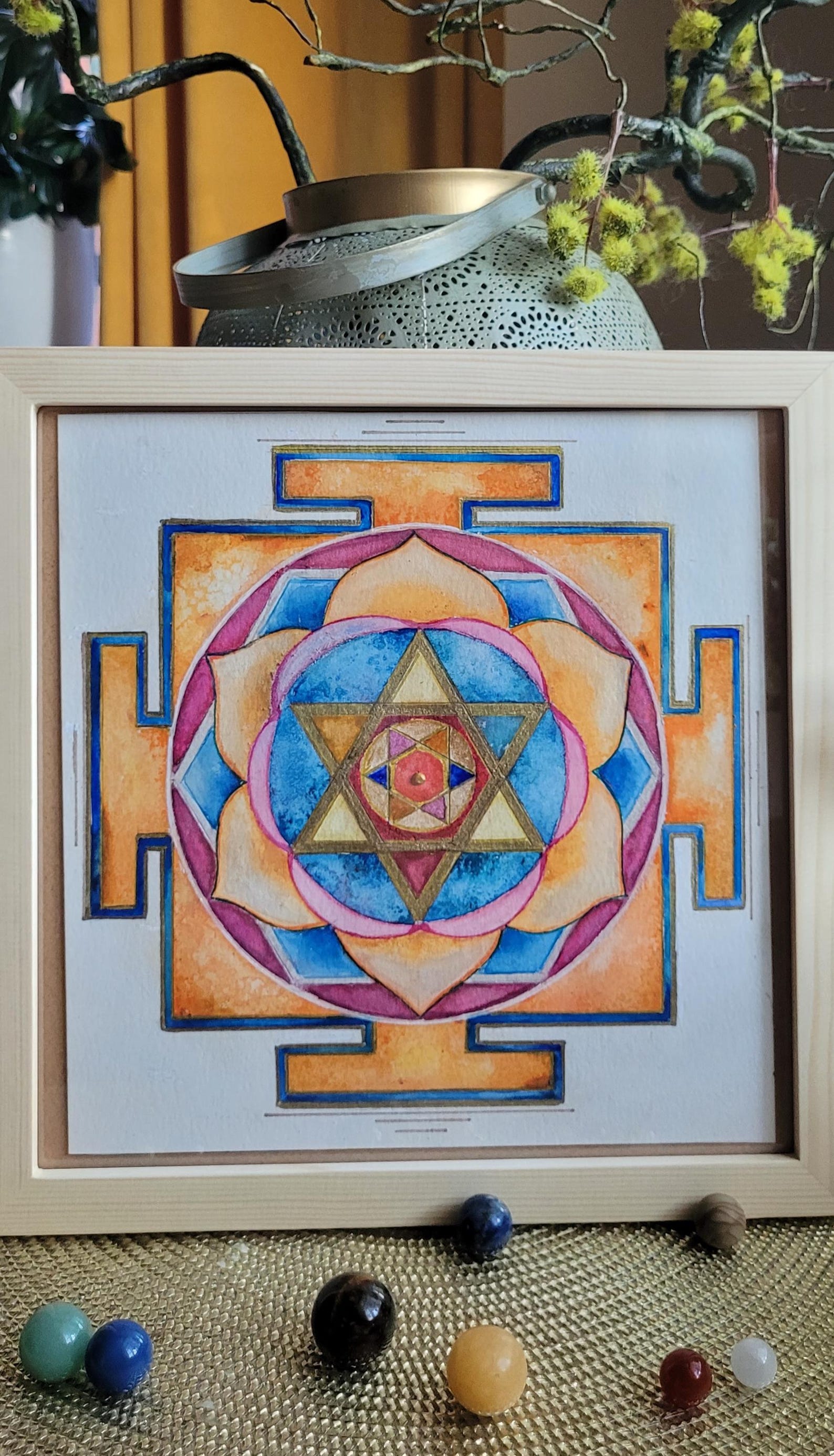 Yantra Painting Sacred Geometry Art, Textured, Brush Strokes ...