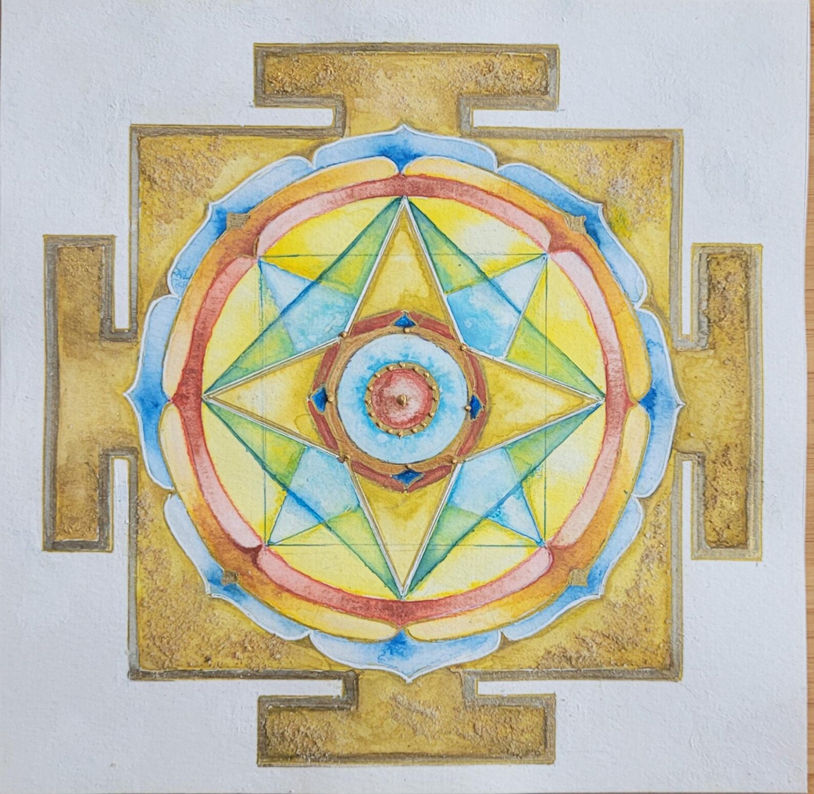 Yantra Painting Sacred Geometry Art, Textured, Brush Strokes ...