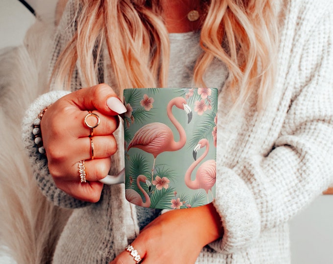 Funny Flamingo Coffee Mug for Her, Tropical Island Mug, Bird Lover Gift ...