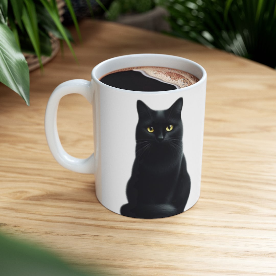Black Cat Coffee Mug, Cat Mug, Cat Cup, Cat Coffee Mug, Cat Coffee Cup ...