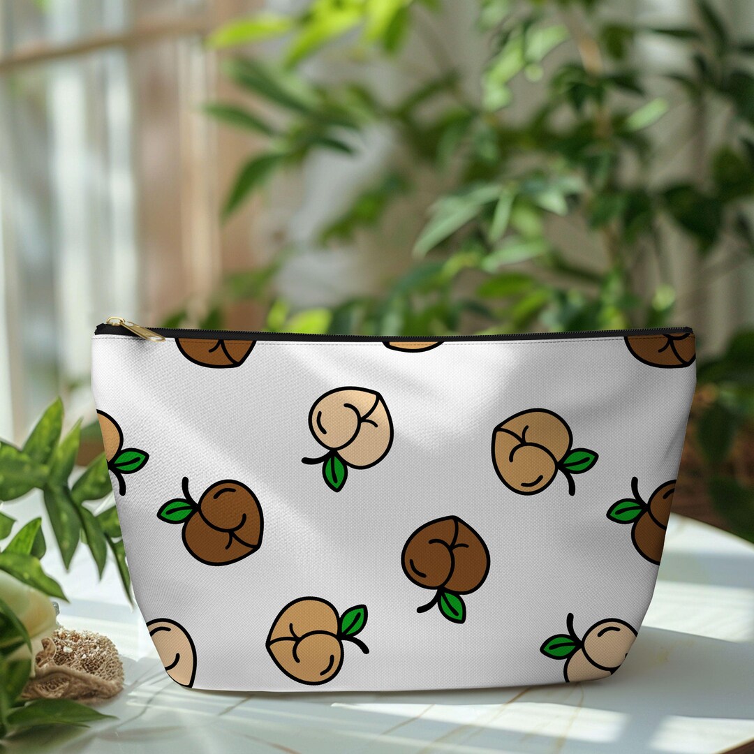 Cheeky Peach Zipper Pouch for Accessories, Makeup, Travel, and so Much ...