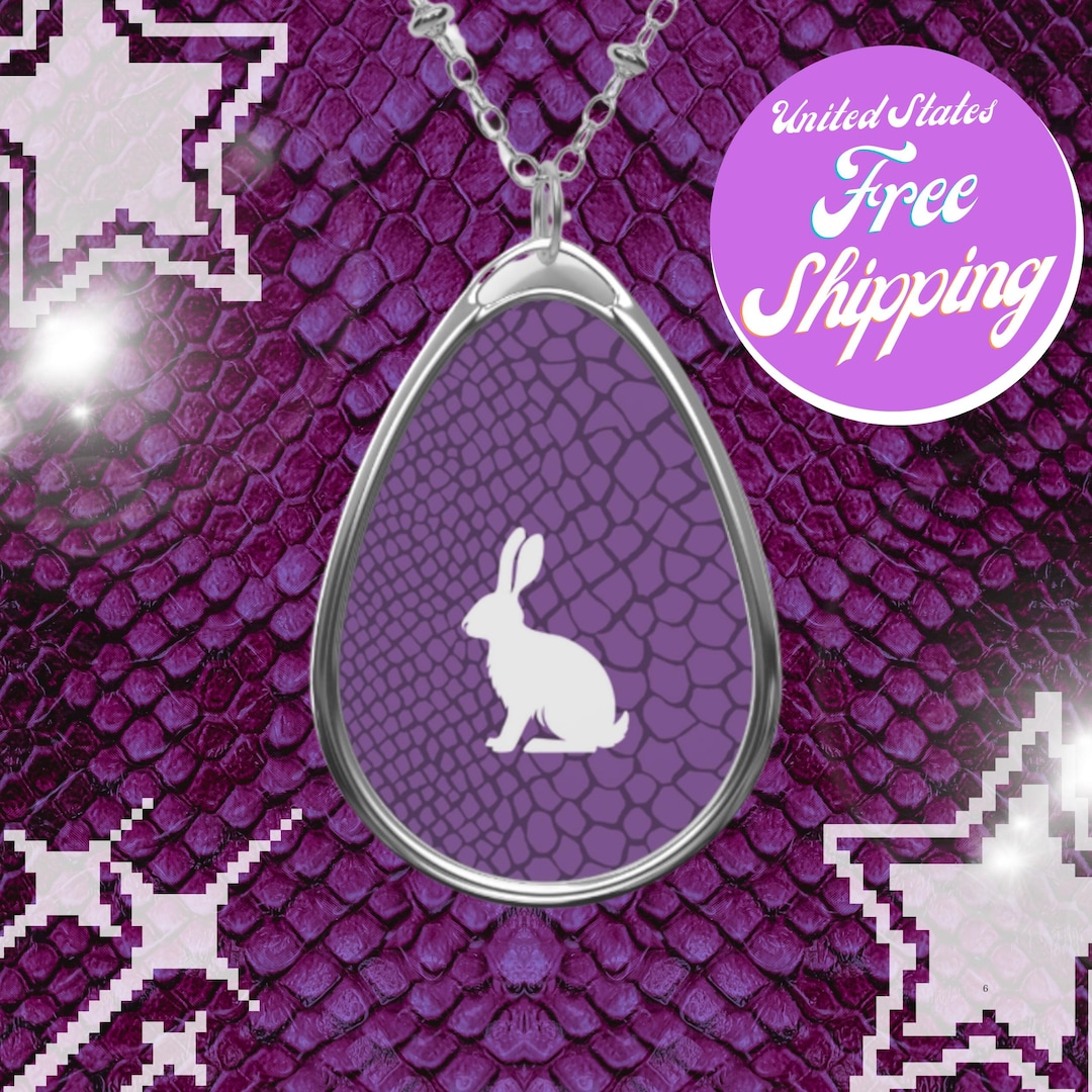 Kawaii Kawaiiness Y2K Purple Snake Pendant Necklace - Rabbit Silhouette ...