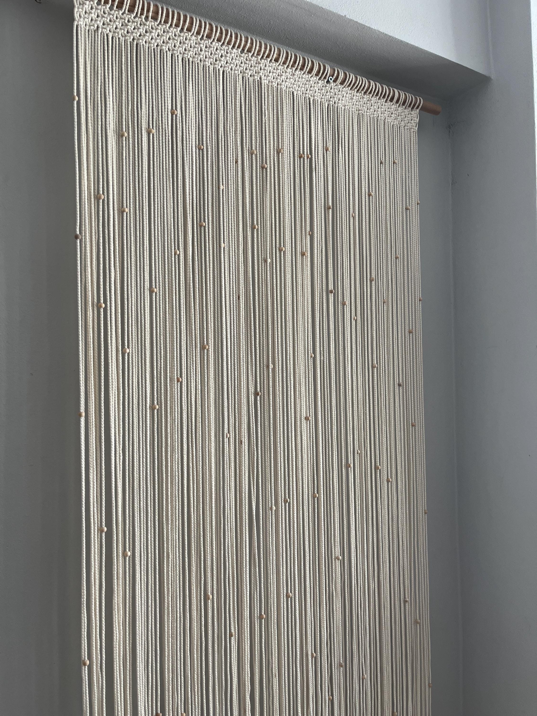 Macrame Curtain With Wood Beads: Boho Room Divider, Door or Window ...