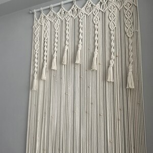 Macrame Curtain, Wooden Beaded Curtain, Customizable Curtain, Boho Wall ...
