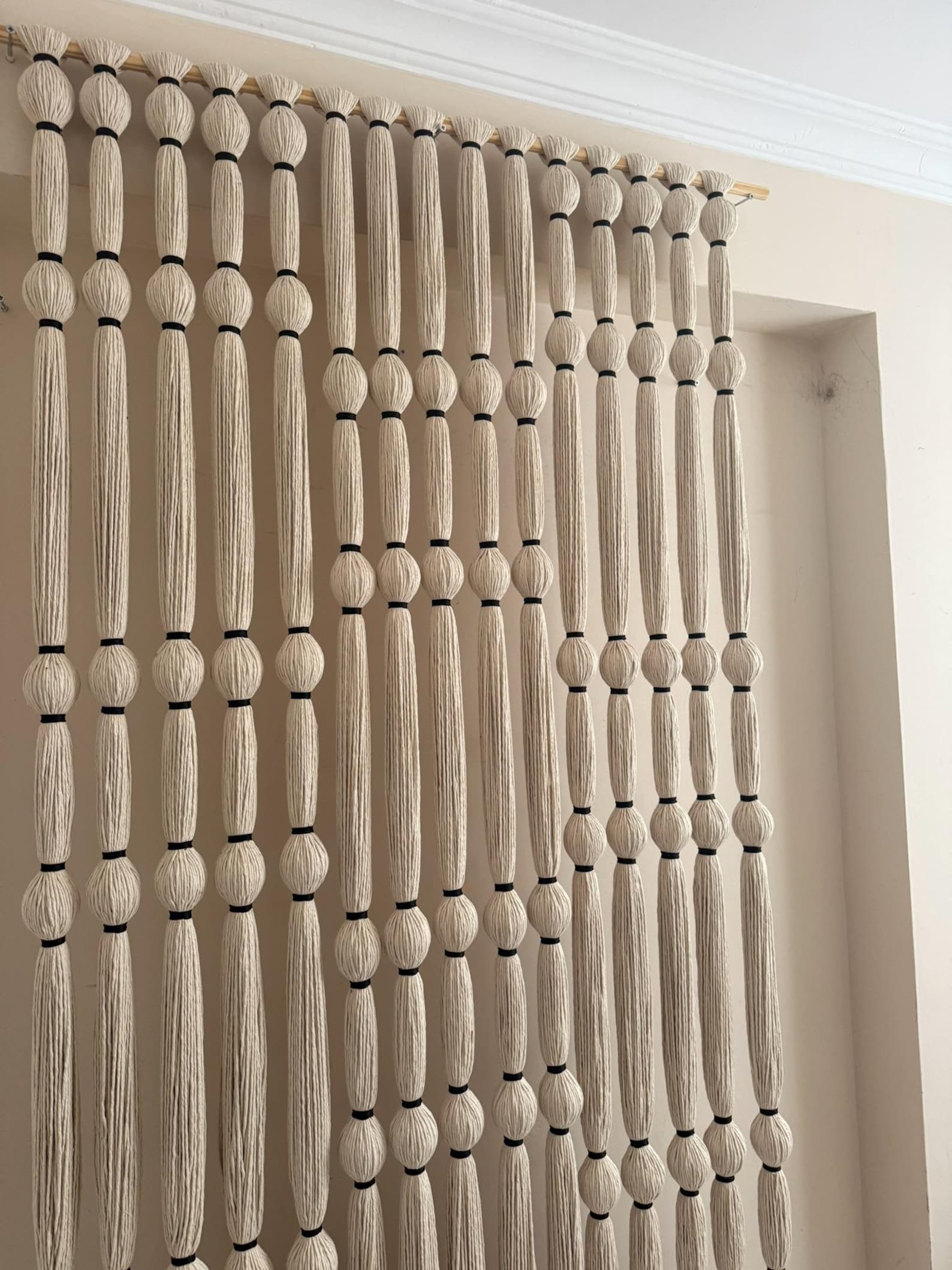 Handmade Macrame Curtain, Boho Storefront Decor, Natural Cotton Room ...
