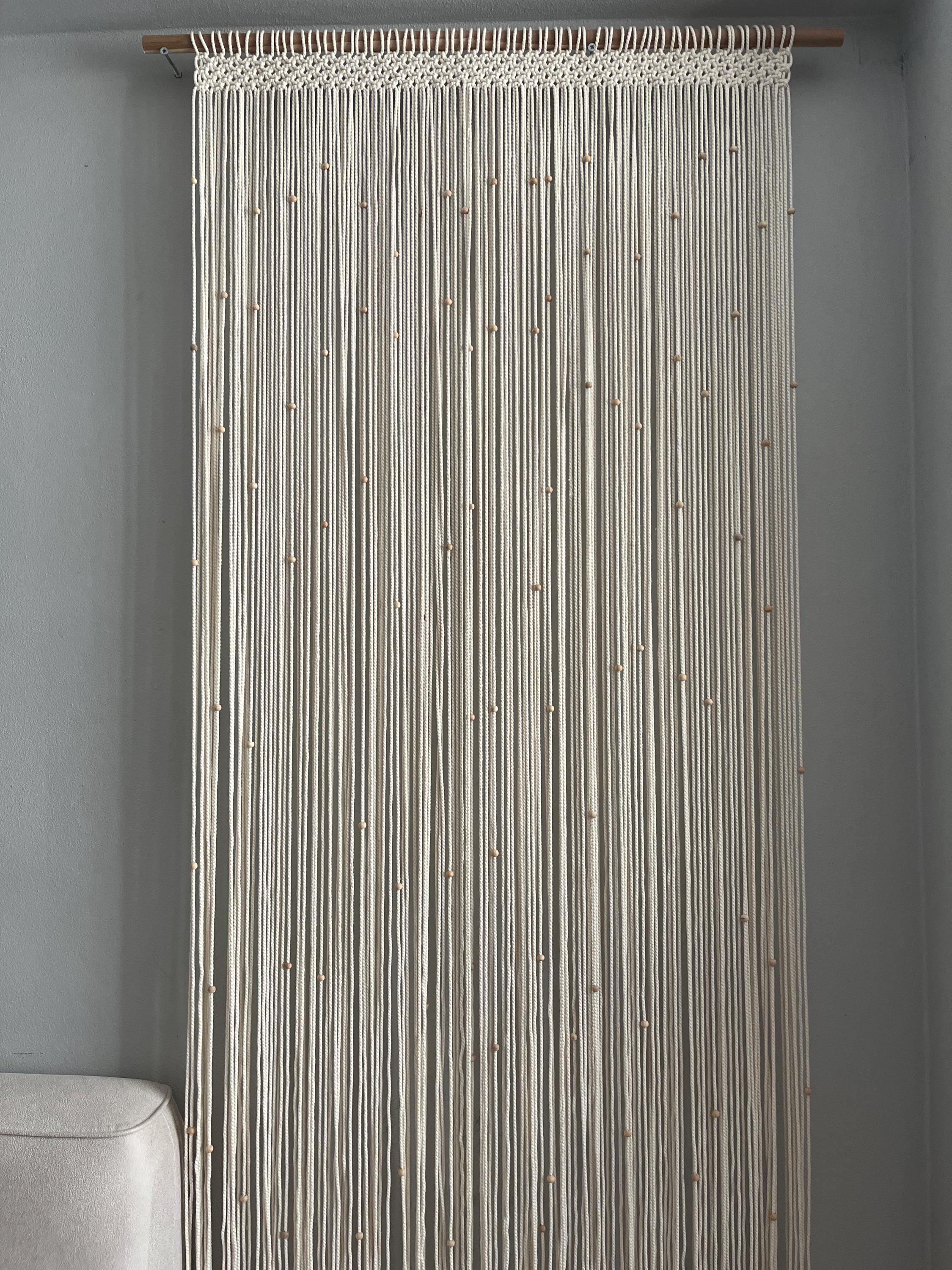 Macrame Curtain With Wood Beads: Boho Room Divider, Door or Window ...