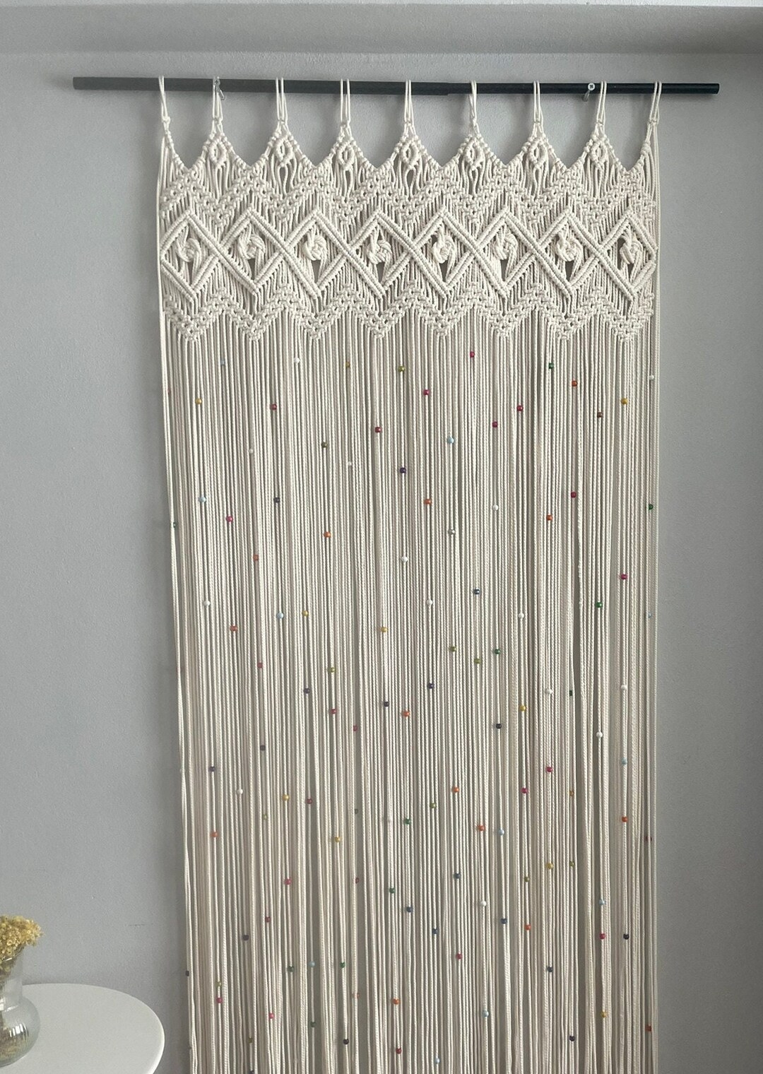 Colourful Beaded Curtain, Macrame Curtain, Door or Window, Room Divider ...