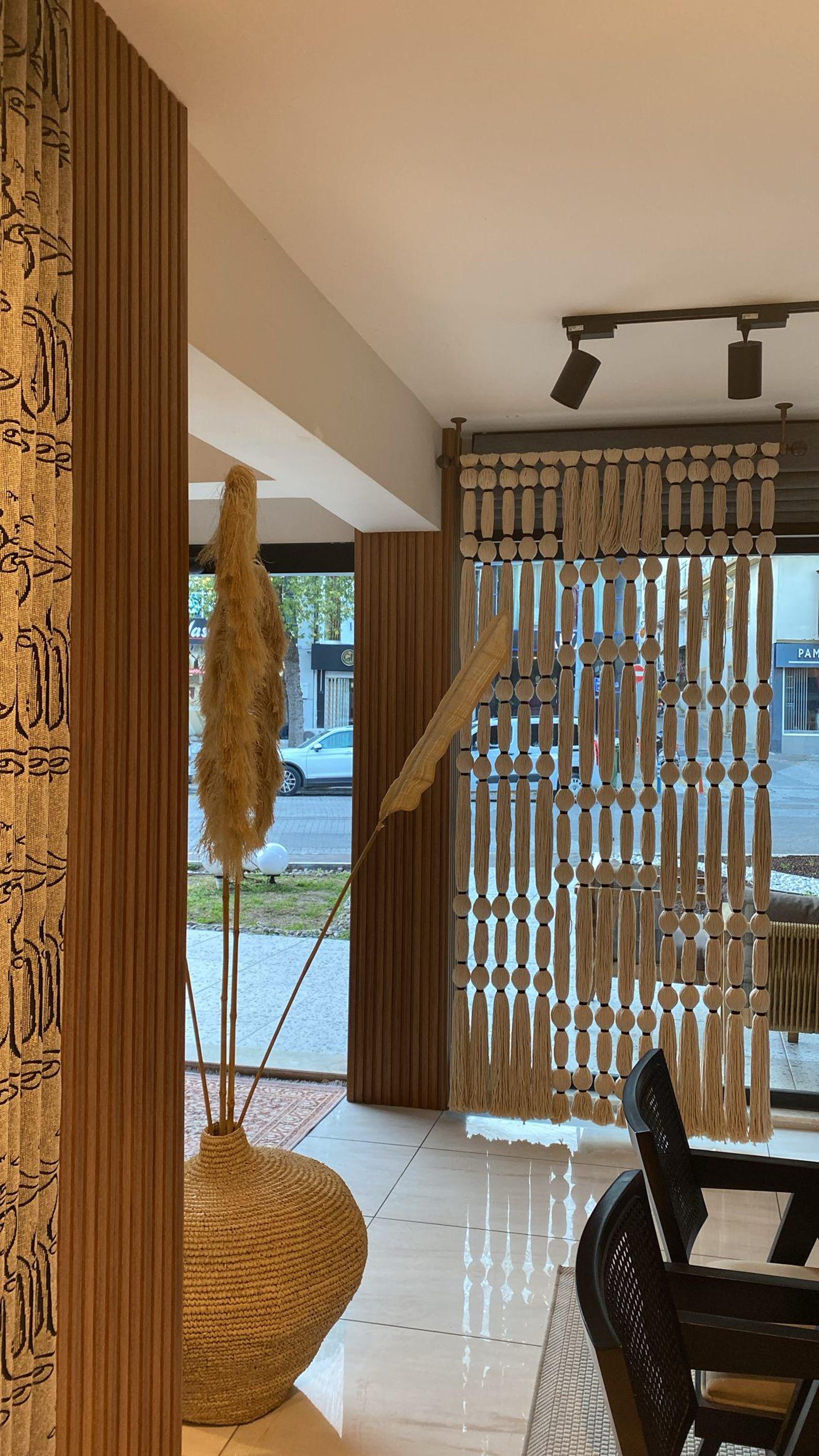 Handmade Macrame Curtain, Boho Storefront Decor, Natural Cotton Room ...