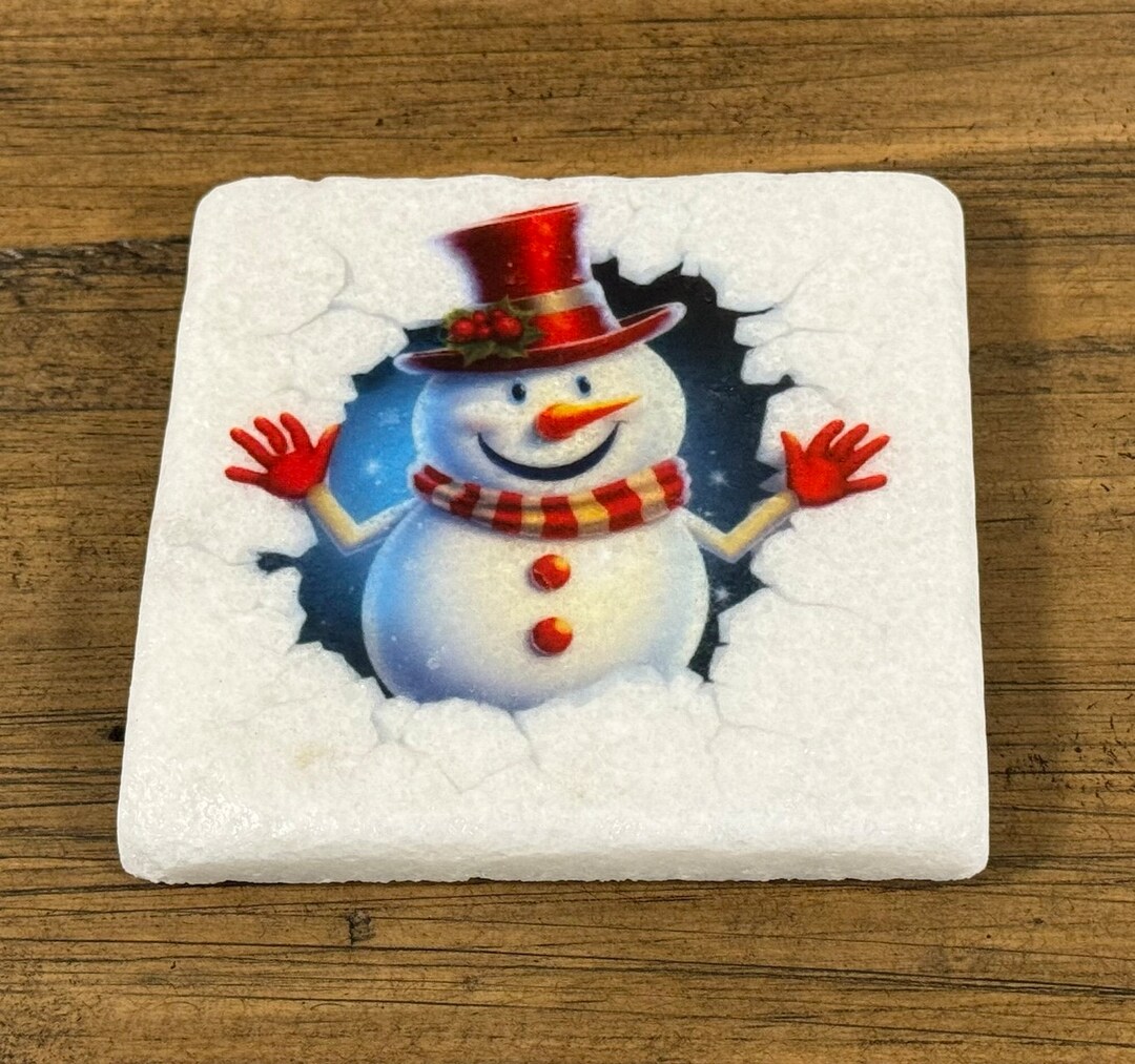 Handcrafted Tumbled Carrara Marble Christmas Coaster - Etsy