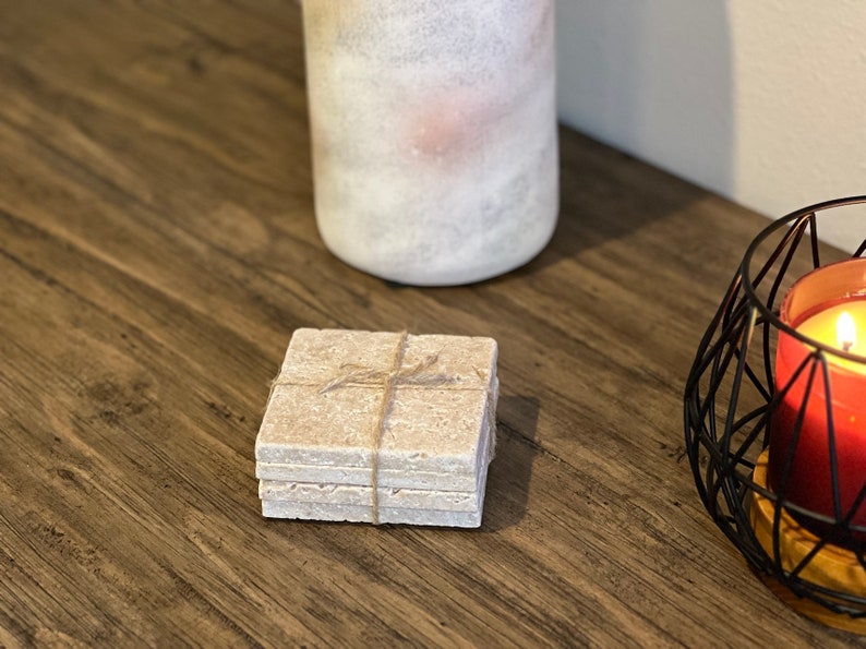 Travertine Coasters (set of 4) - Etsy