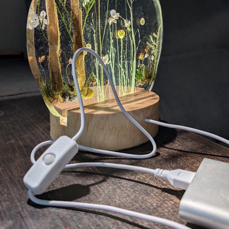 Handcrafted Epoxy Resin Circle Lamp – Forest Light – Mushroom Table ...