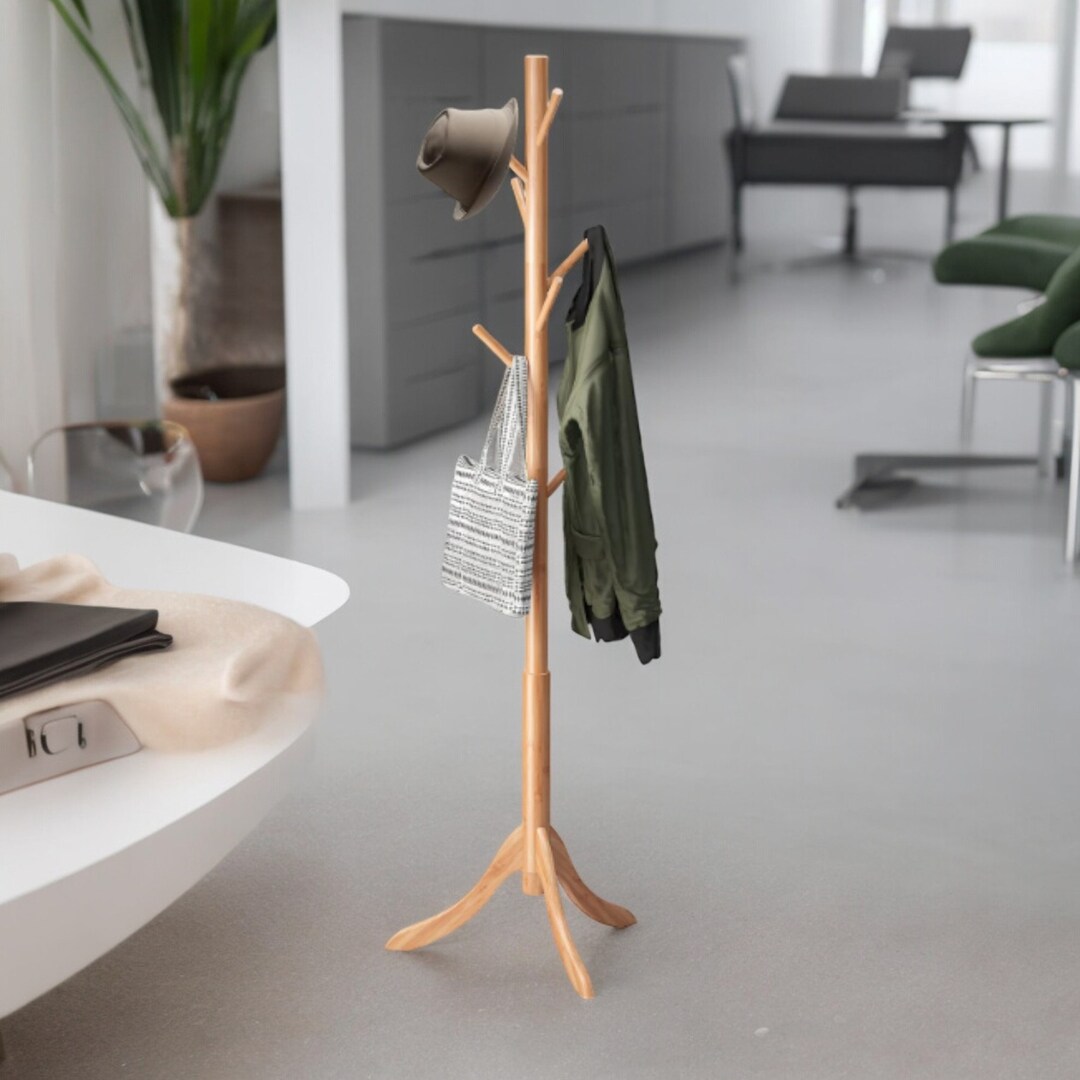 Coat Rack Freestanding, Bamboo Wood Coat Stan, Coat Tree Hanger Stand ...