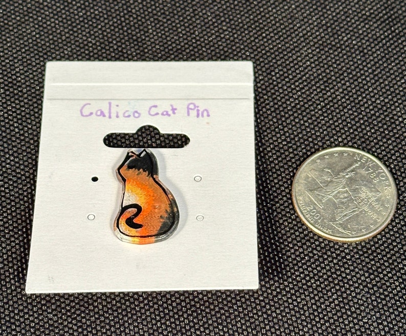 Handmade Calico Cat Shrink Plastic Resin Pin - Etsy