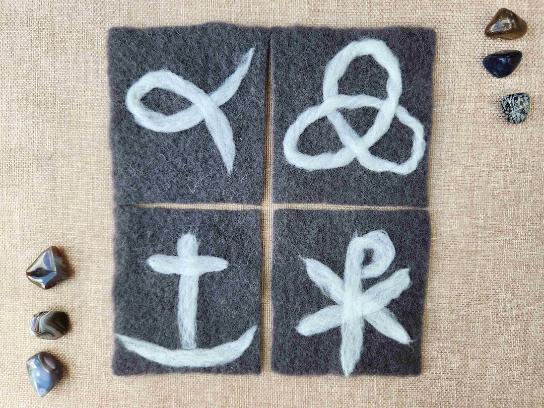 Christian Coasters Fish Chi Rho Triquetra Anchor Symbol Handmade Boho ...
