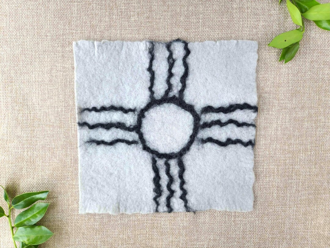 Native American Indian Sun Symbol Sunburst Minimalist Felted Wool ...