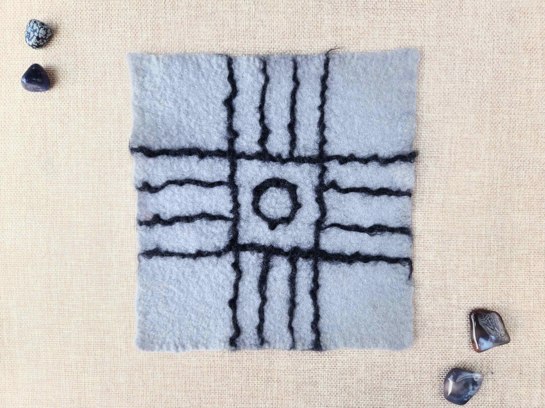 Solar Symbol Shaman Tribe Sun Ray Sunburst Cosmic Felted Wool Coaster ...