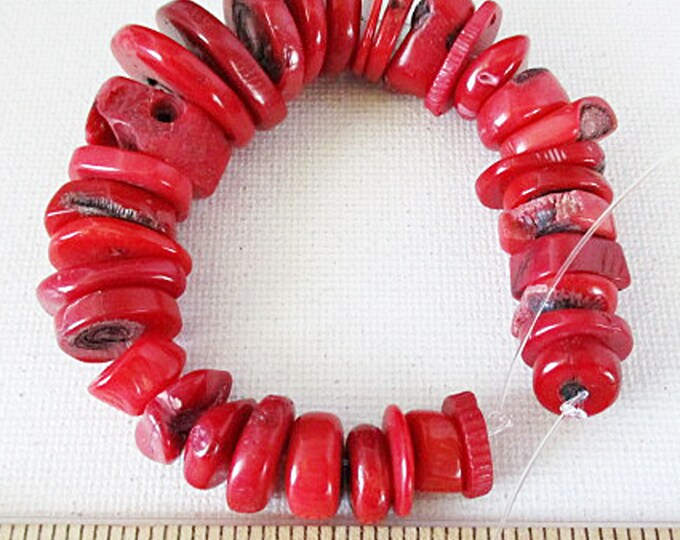 Red Bamboo Coral Disc Beads, 8mm to 22mm, 34 Count Cor67 - Etsy