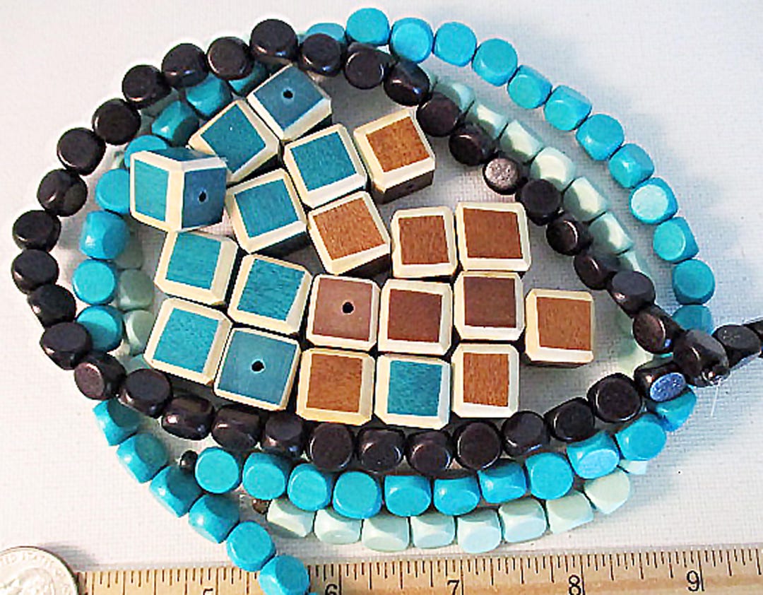 Bulk Wood Beads, Triangle Cube & Beveled Cube, Assorted Colors, 138 ...