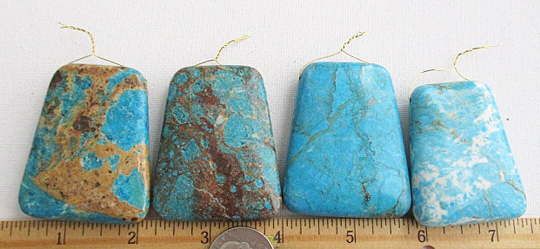 4 Jumbo Trapezoid Beads, Blue Turquoise Magnesite - Tq607 - Etsy