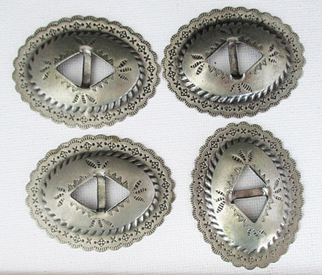 Slotted Oval Conchos, Antique Silver Metal, 55mm X 44mm, 4 Count - Oval ...