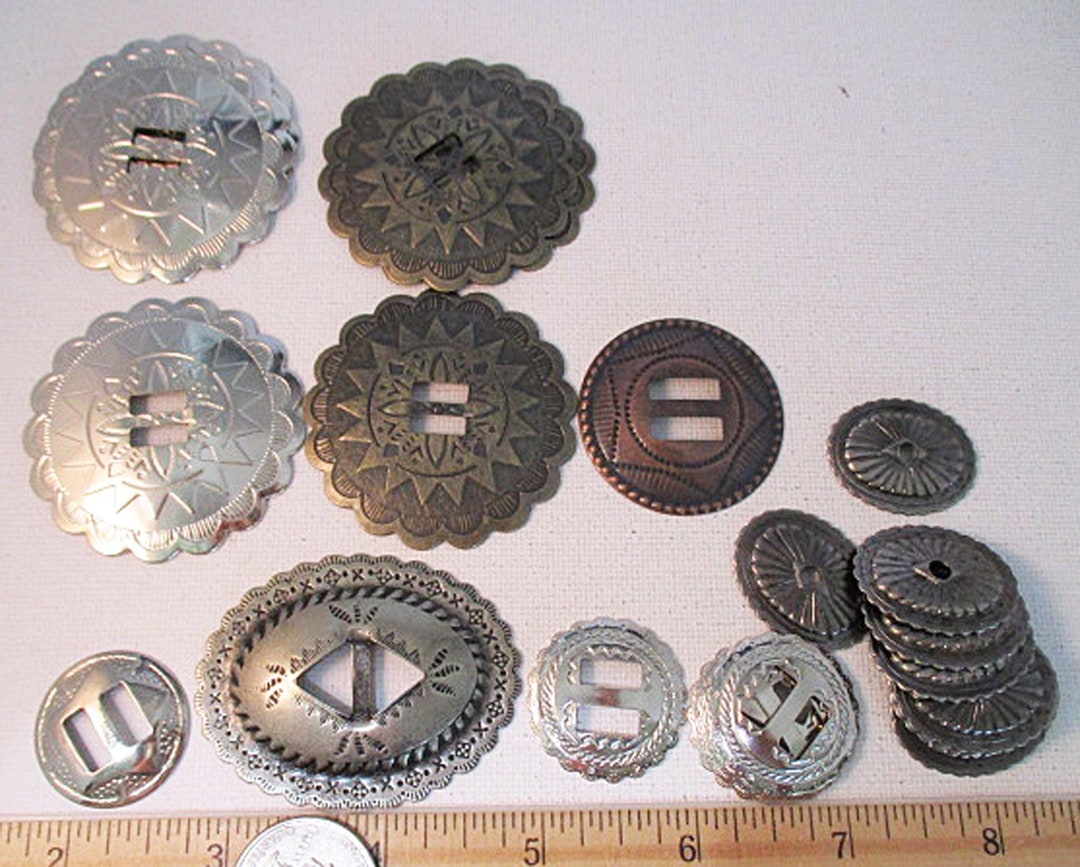 Slotted Metal Conchos, Assorted Colors, Shapes and Sizes, 25 Count C16 ...