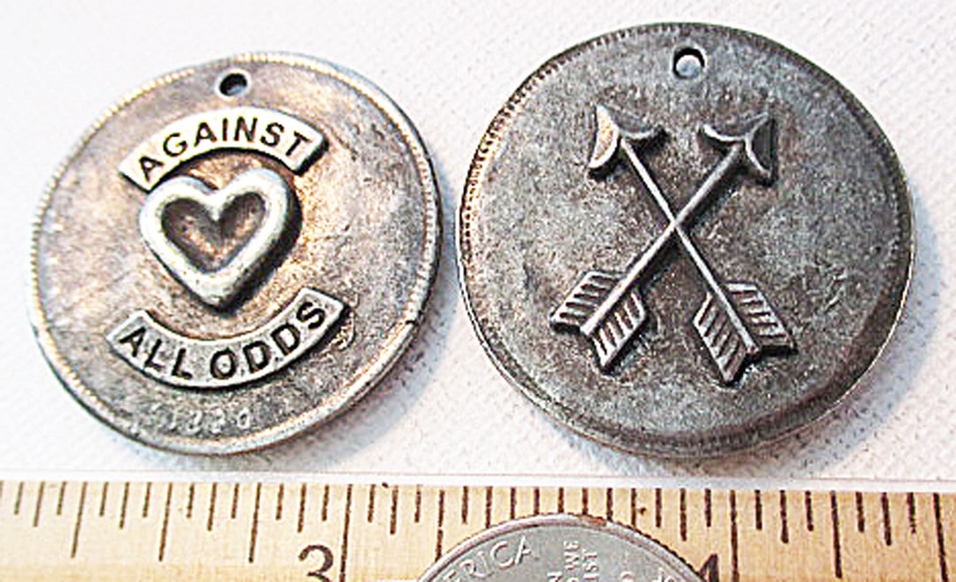 Double Sided Medallion, Round 32mm American Pewter Metal Pendant ...