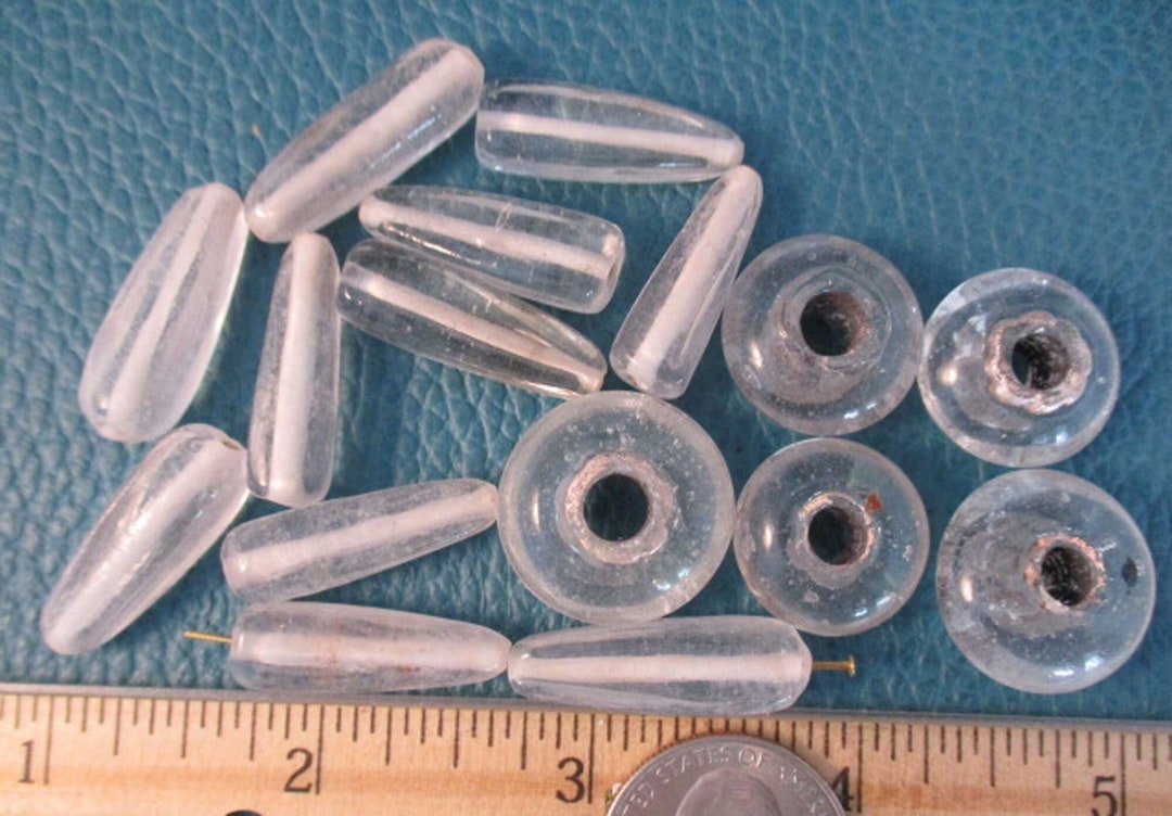 Clear Rustic Glass Beads, Assorted Shapes, Four Sided Teardrop & Saucer ...