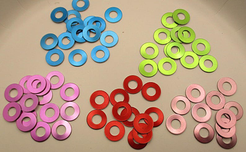 Anodized Aluminum Washers, 13x1mm, 20 Gauge, You Choose Color, 100pcs ...