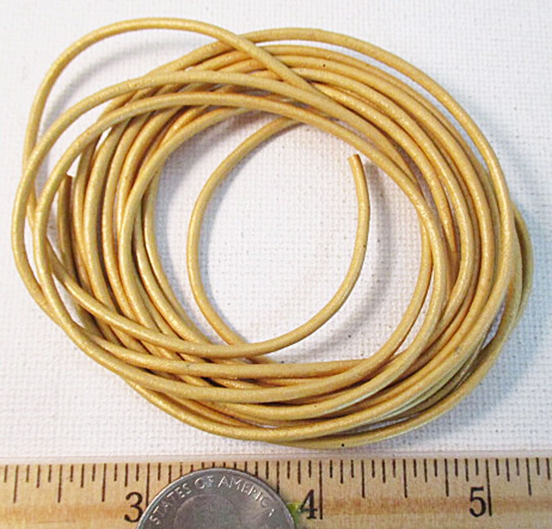 Gold Leather Cord Bundle, 2mm Round Leather Lacing, 7 Foot Bundle 2mm42 ...