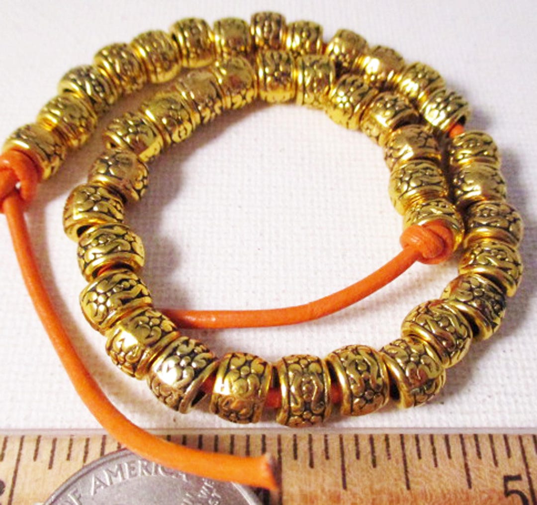 Buy 40 Gold Metal Tube Beads, Big Hole Spacer Beads, 7mm X 5mm Bm126 ...