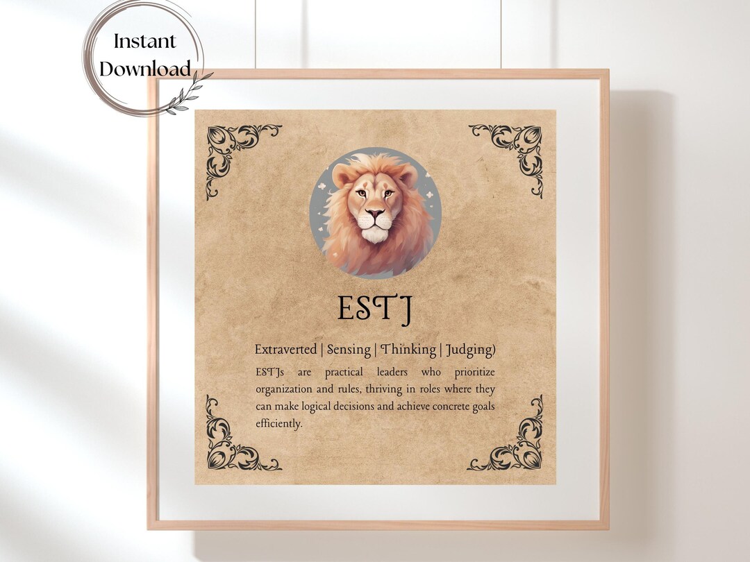ESTJ Myers Briggs MBTI Poster, 16 Personalities Personalized Deco and ...