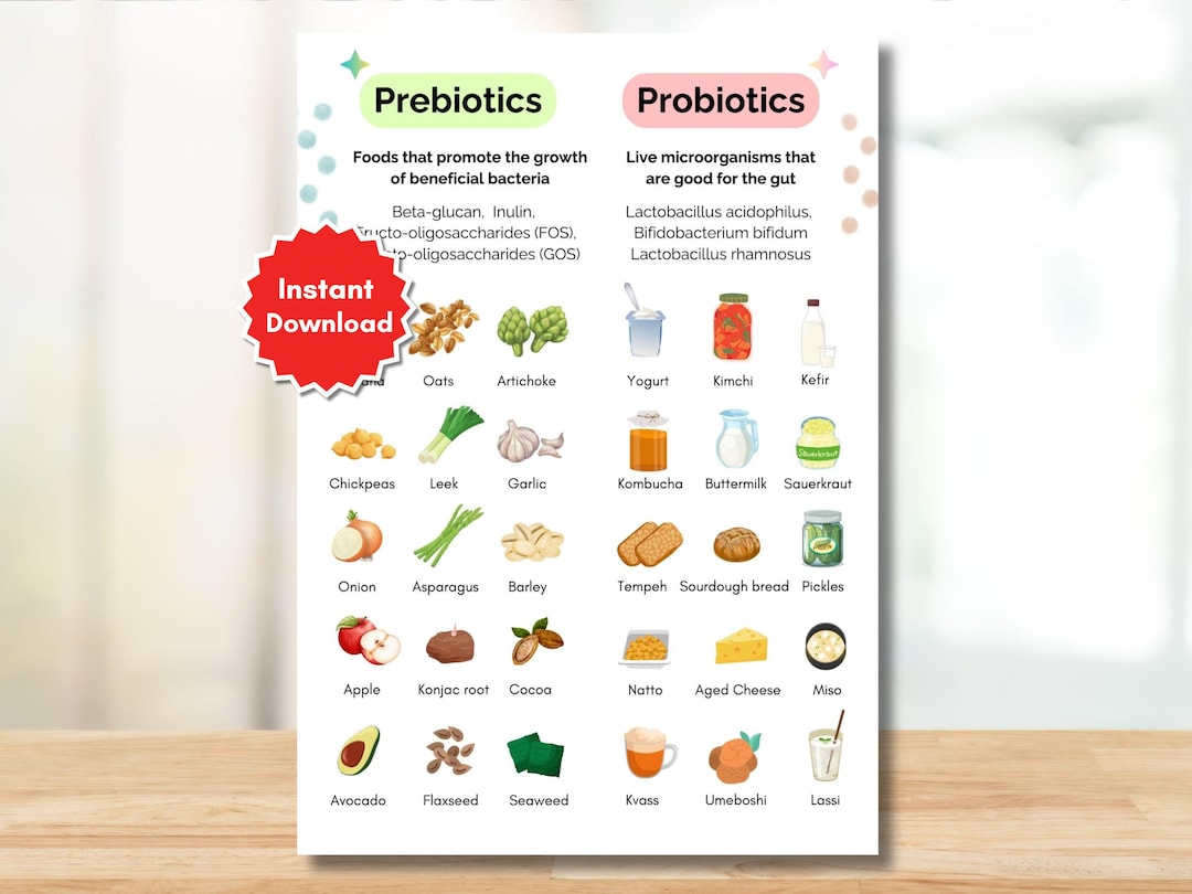 Gut Health Food Chart, Probiotic and Prebiotic, Nutrition for Gut ...