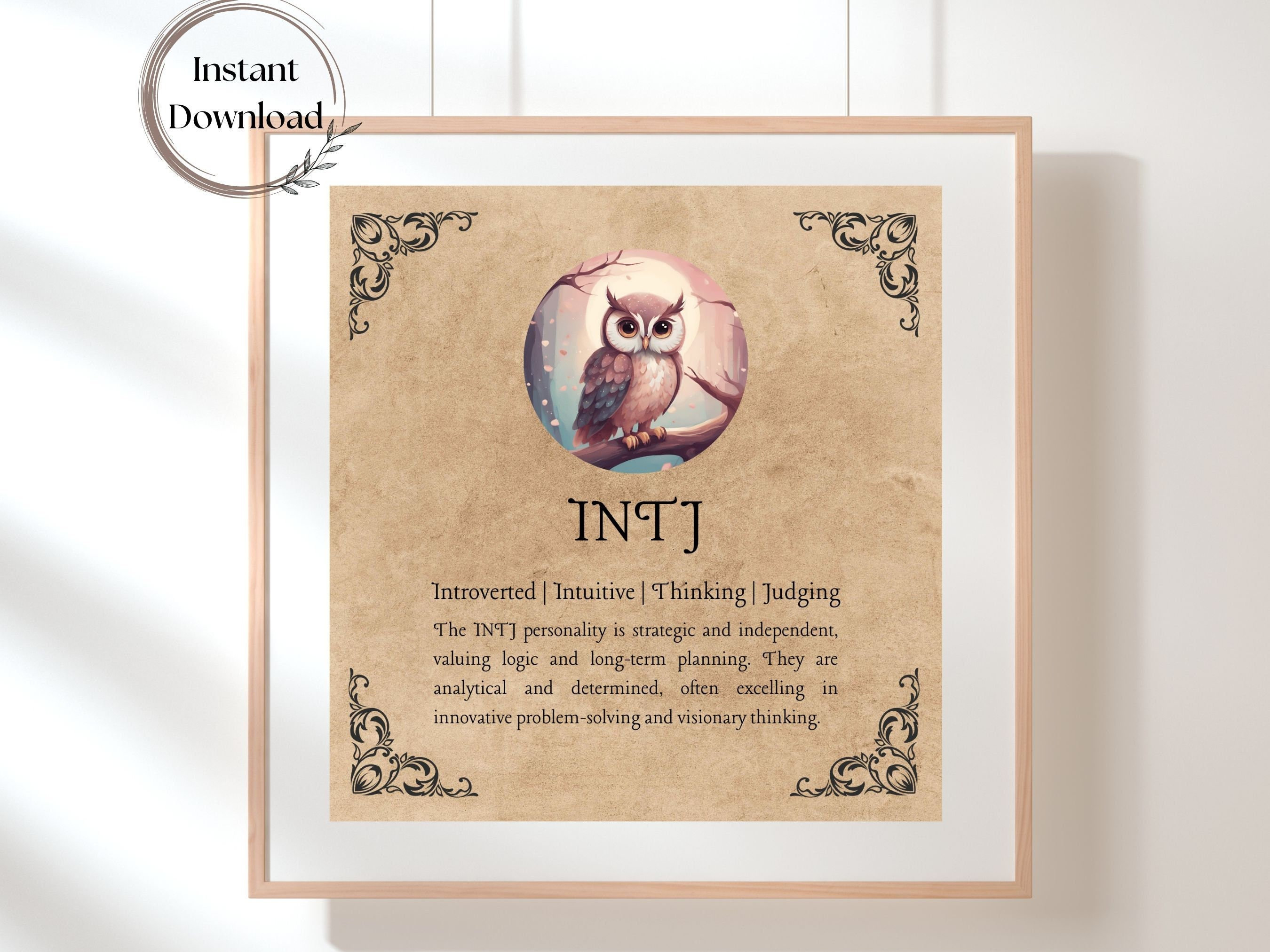 INTJ Myers Briggs MBTI Poster, 16 Personalities Personalized Deco and ...
