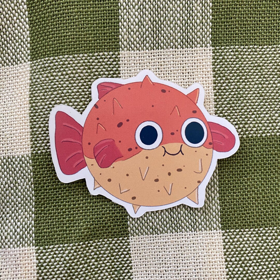 Pufferfish Sticker, Funny Fish Sticker, Cute Fish Sticker, Waterproof ...